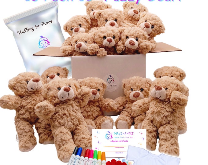 15 Pack Make Your Own Teddy Bear Kit With or Without T-shirts 10" Bear ...