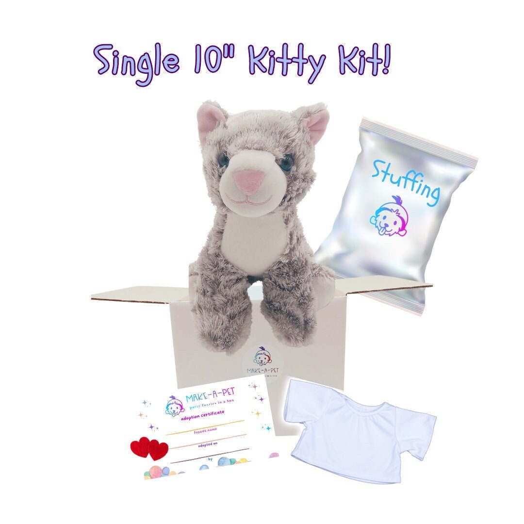 10" Unstuffed Kitty Cat Kit With White T-shirt, Kitty Cat Plushie ...