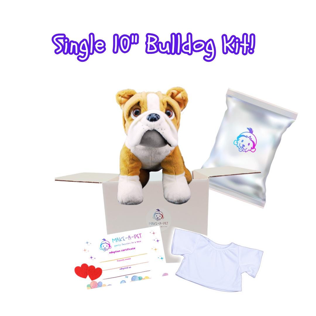 10" Unstuffed Bulldog Kit With White T-shirt, Unstuffed Bulldog Plushie ...
