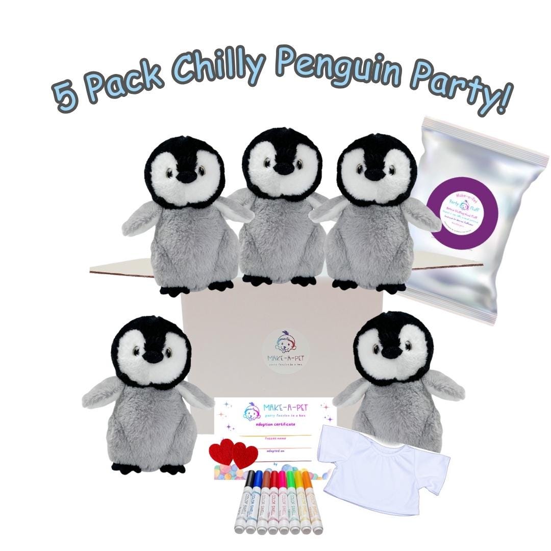 DIY Penguin Party Kit: Stuff-your-own Animal, (5 Pack) T-shirt Optional ...