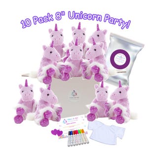 10 Pack Make Your Own 9" Moondust Unicorn Party Kit With or Without ...