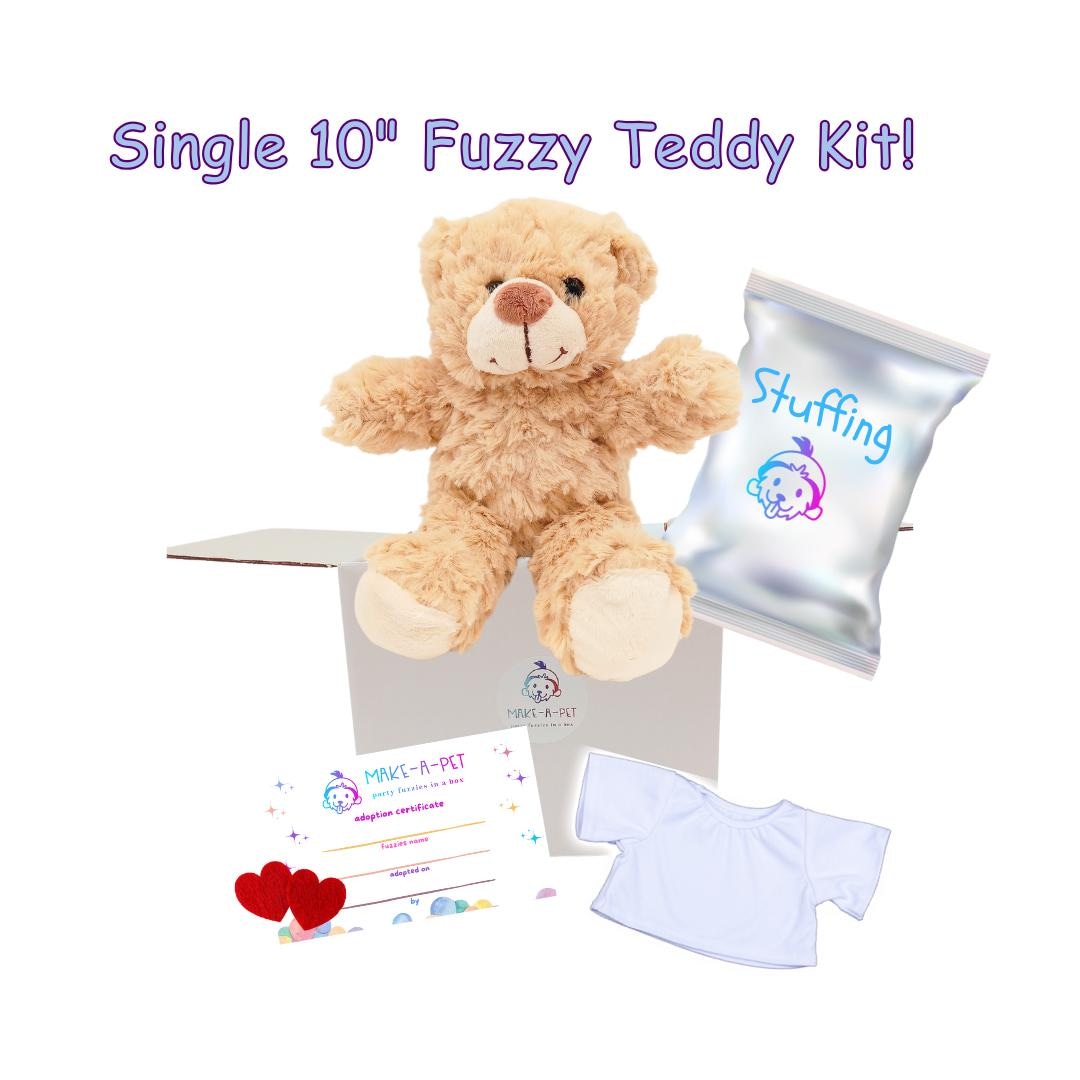 10" Unstuffed Fuzzy Teddy Bear Kit With White T-shirt, Unstuffed Teddy ...