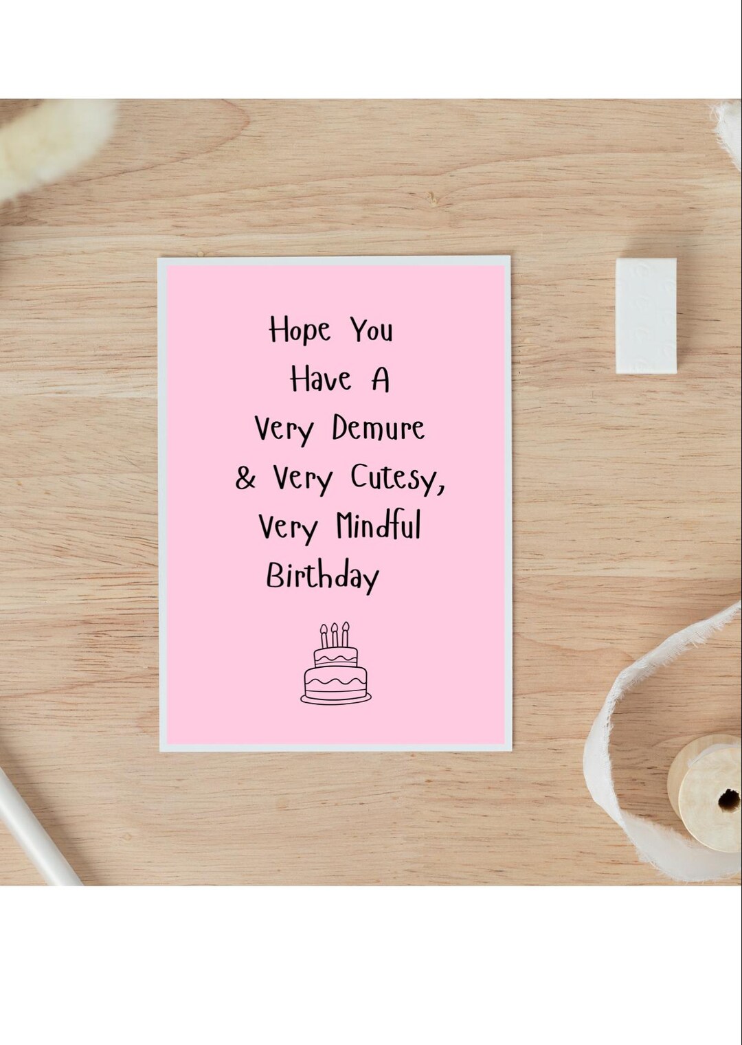 Very Demure Very Cutesy Very Mindful Funny Birthday Card, Bday Card for ...
