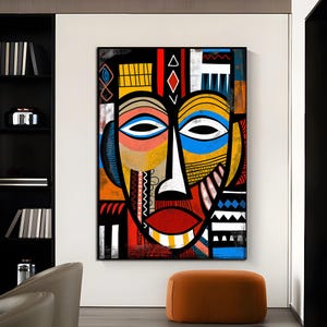 Abstract African Mask Art Print: Ethnic Wall Decor (digital Download ...