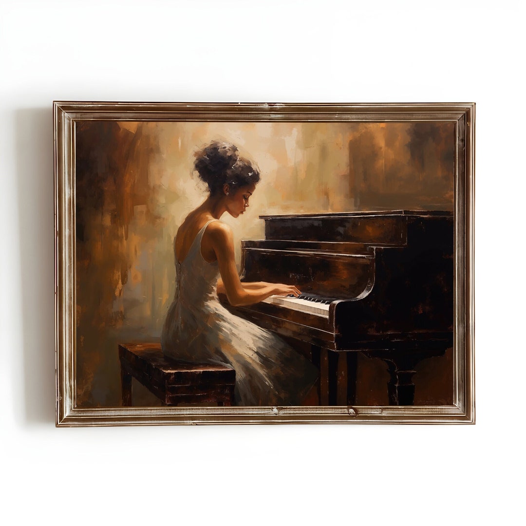Vintage Pianist Painting , Music Wall Art , Piano Art Print , Musical ...