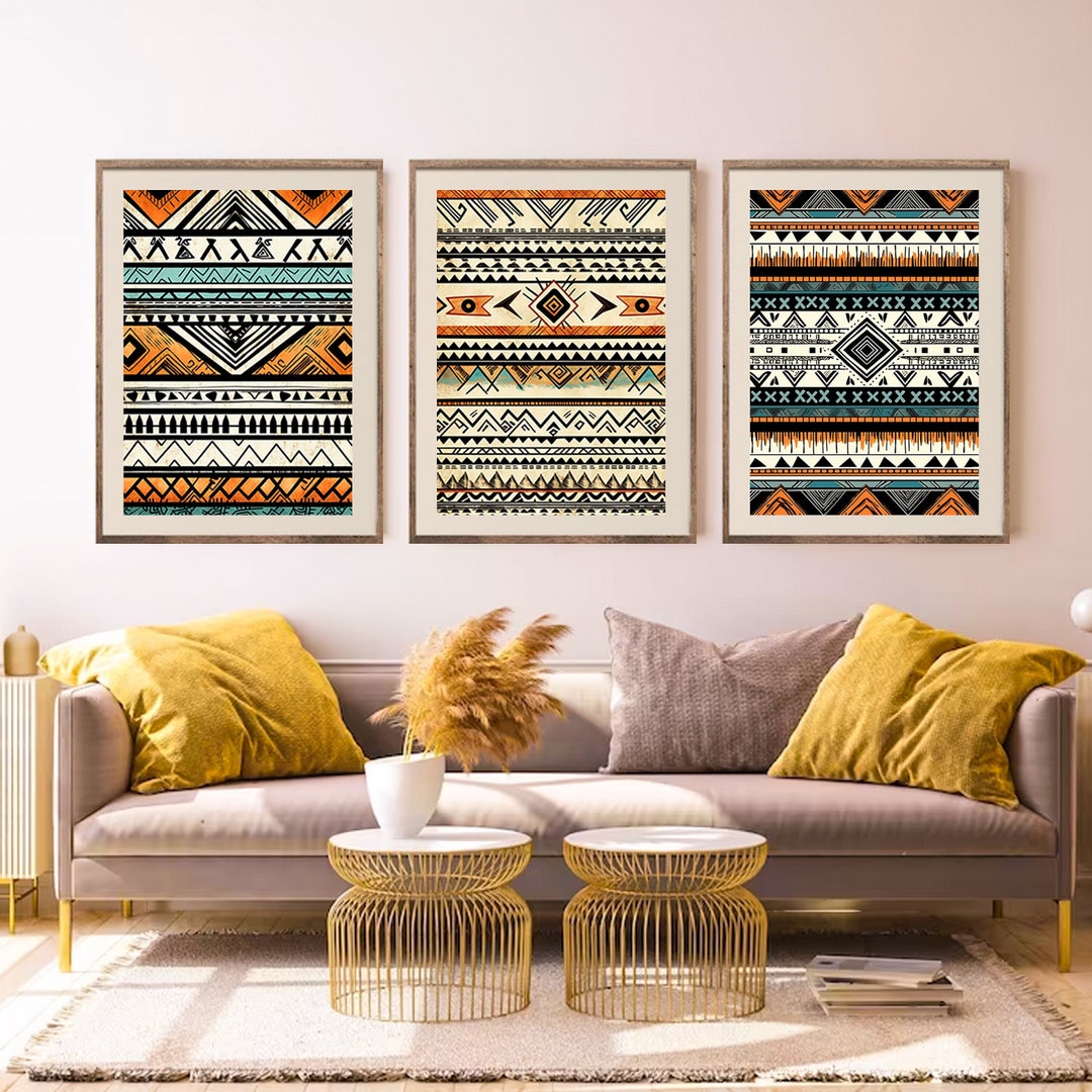 Set of 3 Posters , African Art , Geometric Prints, Digital Wall Decor ...