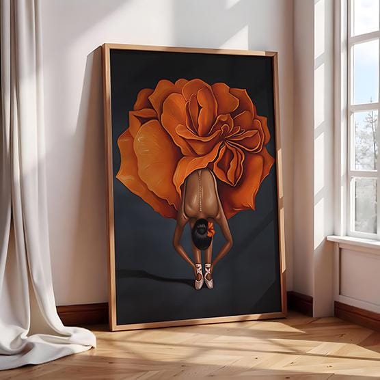 Elegant Ballet Dancer Flower Art, Modern Figurative Painting Digital ...