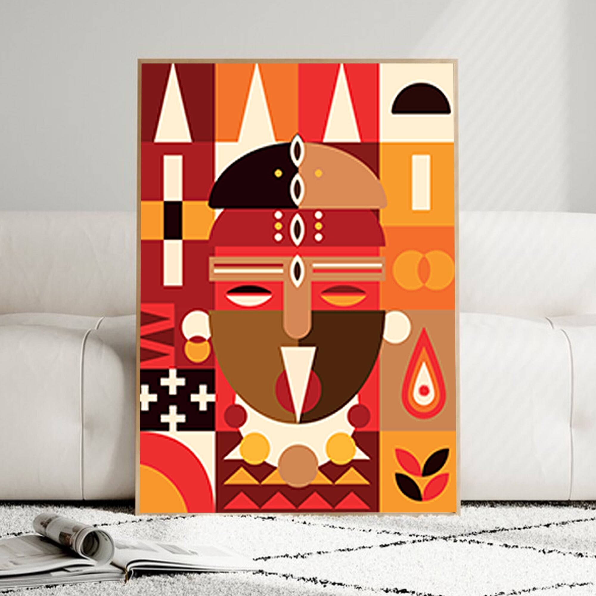 Geometric Wall Art African Mask Modern Art Poster - Etsy