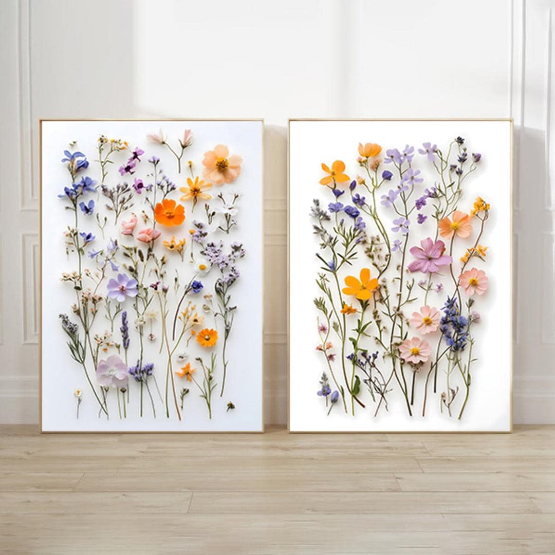 Set of Tow Pressed Flowers Digital Art Prints , Botanical Prints ...