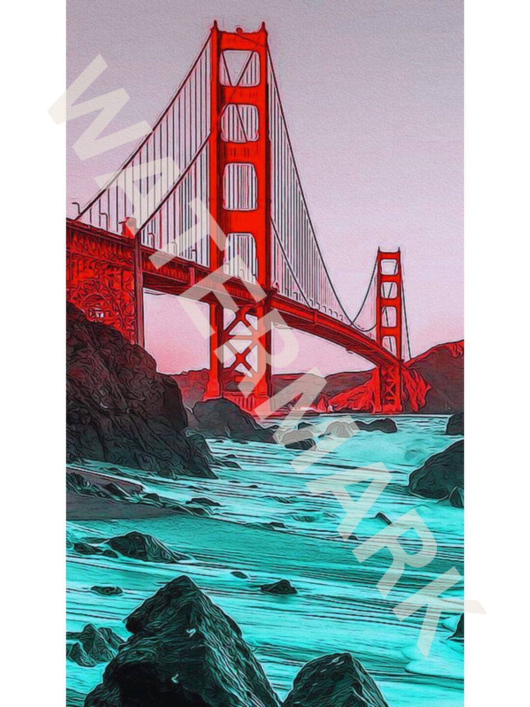 Golden Gate Bridge Retro Wall Art | Vintage Wall Art | Retro Printable ...