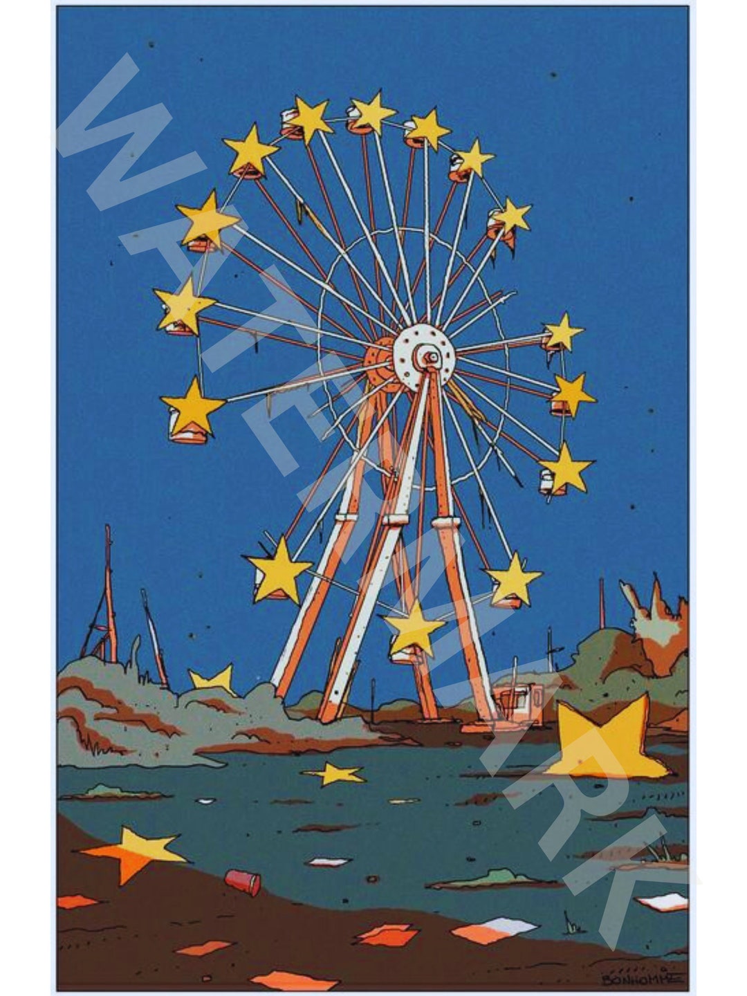 Ferris Wheel Retro Wall Art | Vintage Wall Art | Retro Printable Art ...