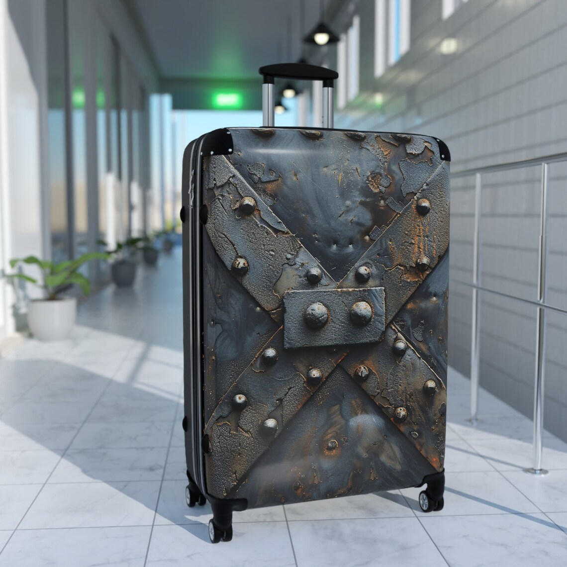 Steel Grunge Metal Rustic Men's Suitcase Luggage | Lightweight | Rugged ...