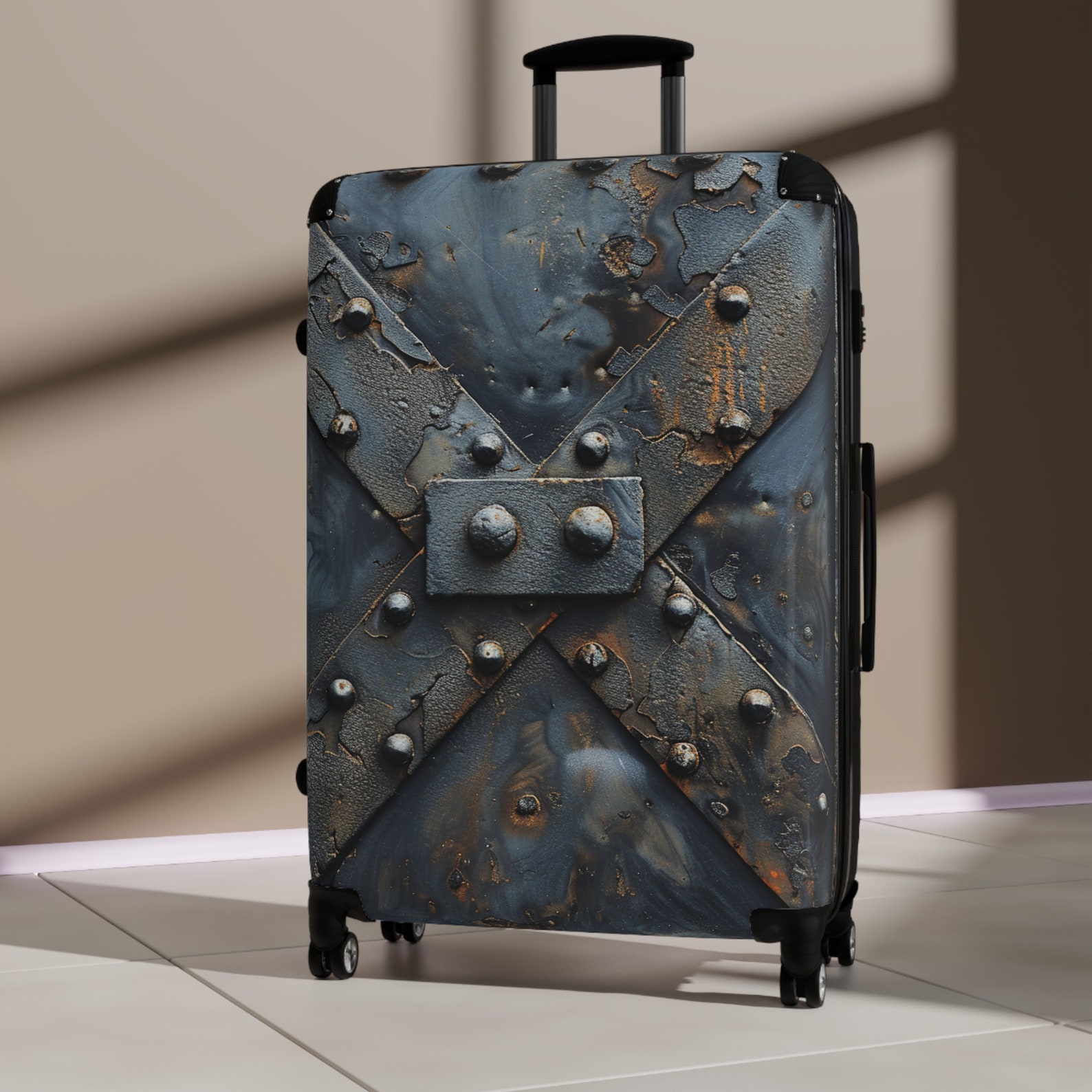 Steel Grunge Metal Rustic Men's Suitcase Luggage | Lightweight | Rugged ...
