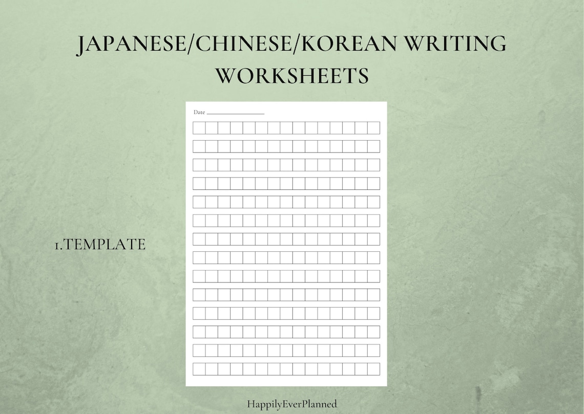 Japanese/chinese/ Korean Writing Worksheet, Printable,language Learning ...