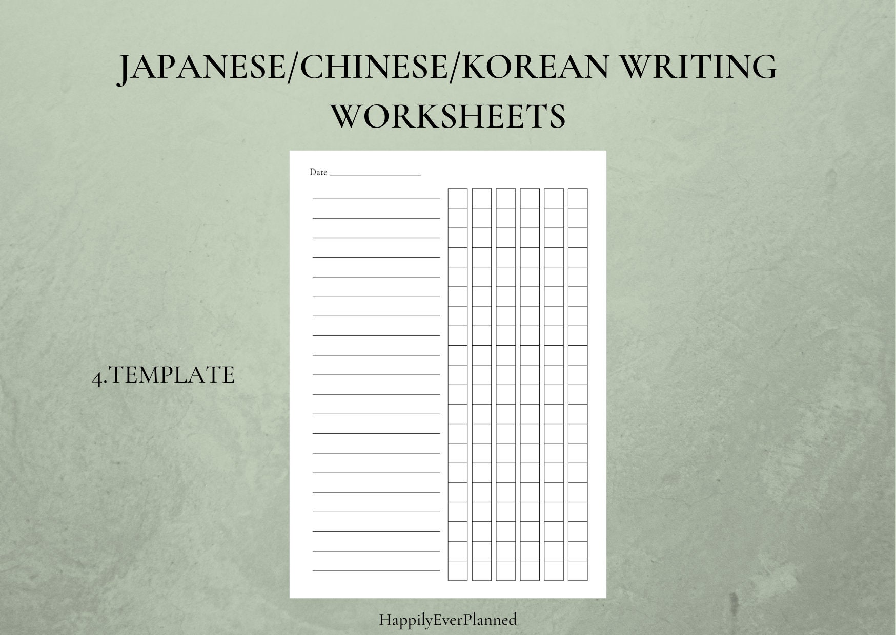 Japanese/chinese/ Korean Writing Worksheet, Printable,language Learning ...