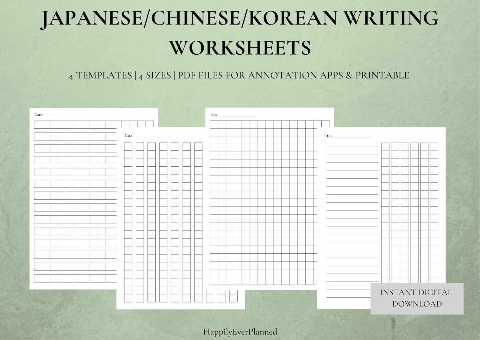 Japanese/chinese/ Korean Writing Worksheet, Printable,language Learning ...