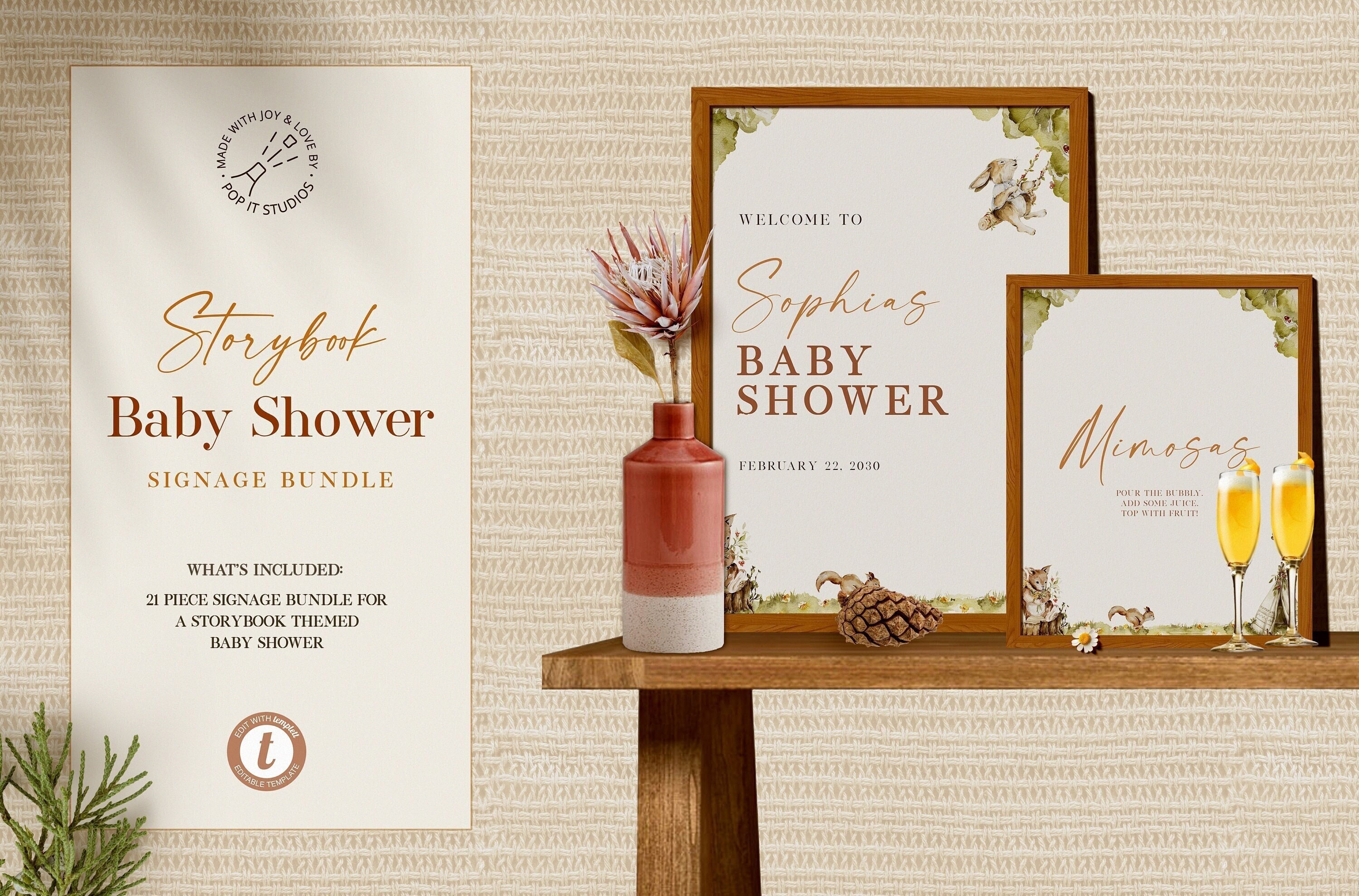 Storybook - Signage Bundle - Girl Baby Shower - Editable Designs - Etsy