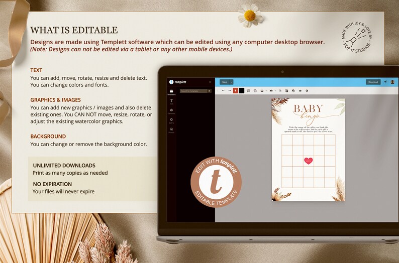 Boho Chic - Games Bundle - Girl Baby Shower - Editable Designs - Etsy