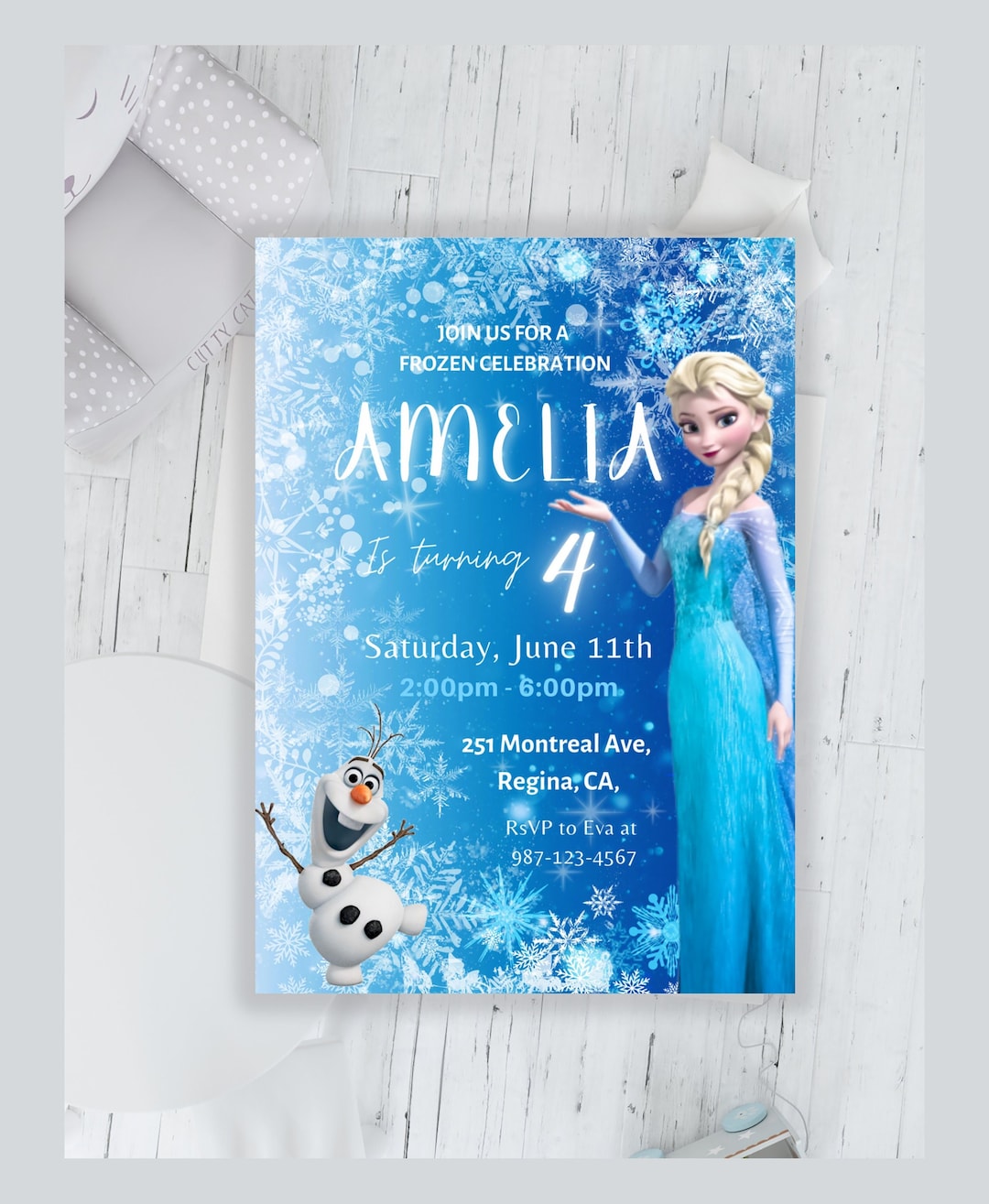 FROZEN Invitation Elsa Birthday Invitation Winter Snow Birthday ...