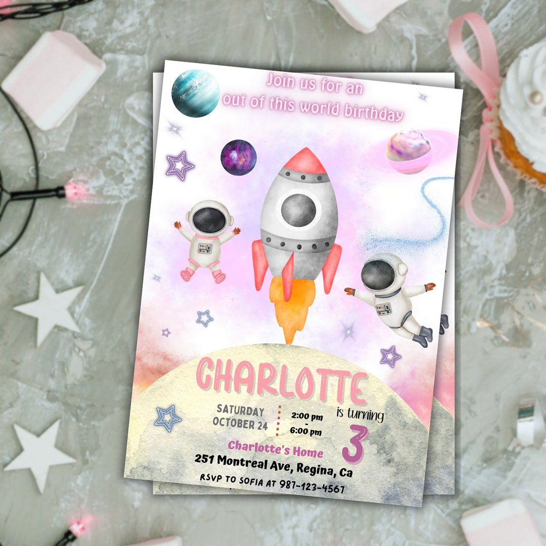 Space Birthday Invitation Invite Instant Download Template Editable ...