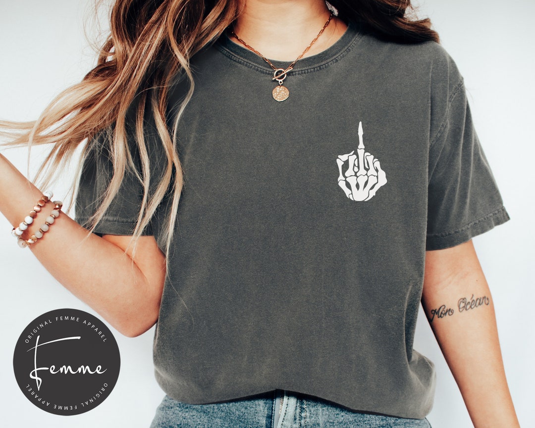 Skeleton Middle Finger Shirt - Comfort Colors - Funny Shirt - Edgy ...