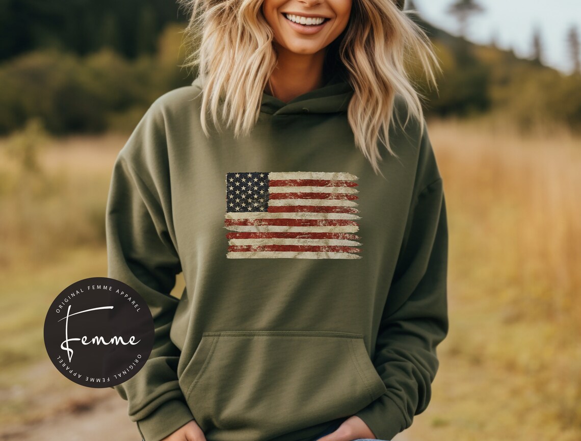 Independence Day, American Flag , US Flag, Sweatshirt, Weathered Flag ...