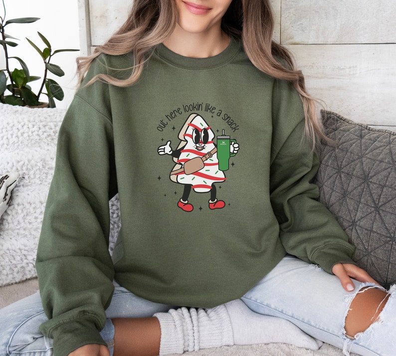 Funny Christmas Sweatshirt Out Here Looking Like A Snack Sweatshirt ...