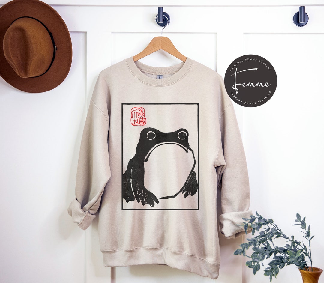 Unimpressed Frog Sweatshirt- Grumpy Frog Hoodie- Japanese Aesthetic by ...
