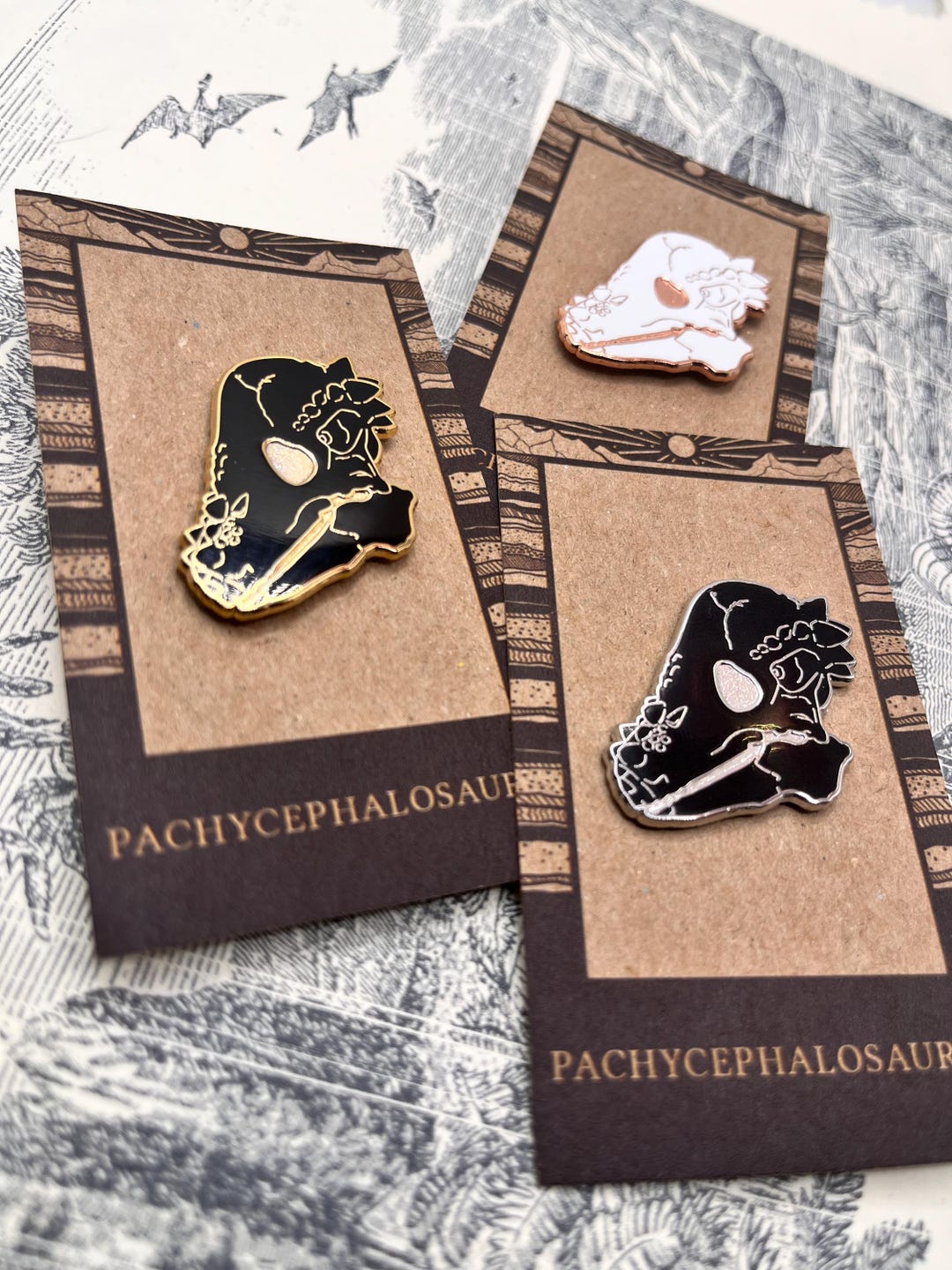 Pachycephalosaurus Fossil Skull Hard Enamel Pin - Etsy