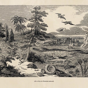 Early Paleontology Art of the 1800s, Printable Asset Downloads, Extinct ...