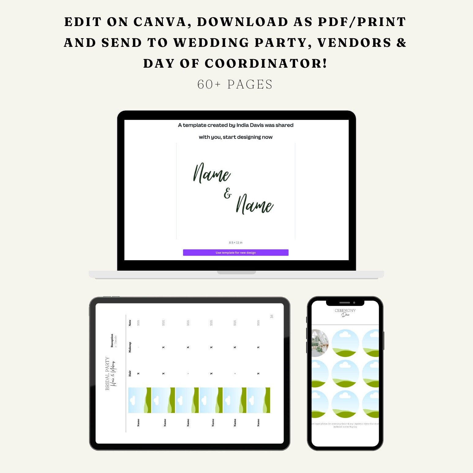 The Complete Day of Wedding Binder, 60 Pages, Editable Template on ...