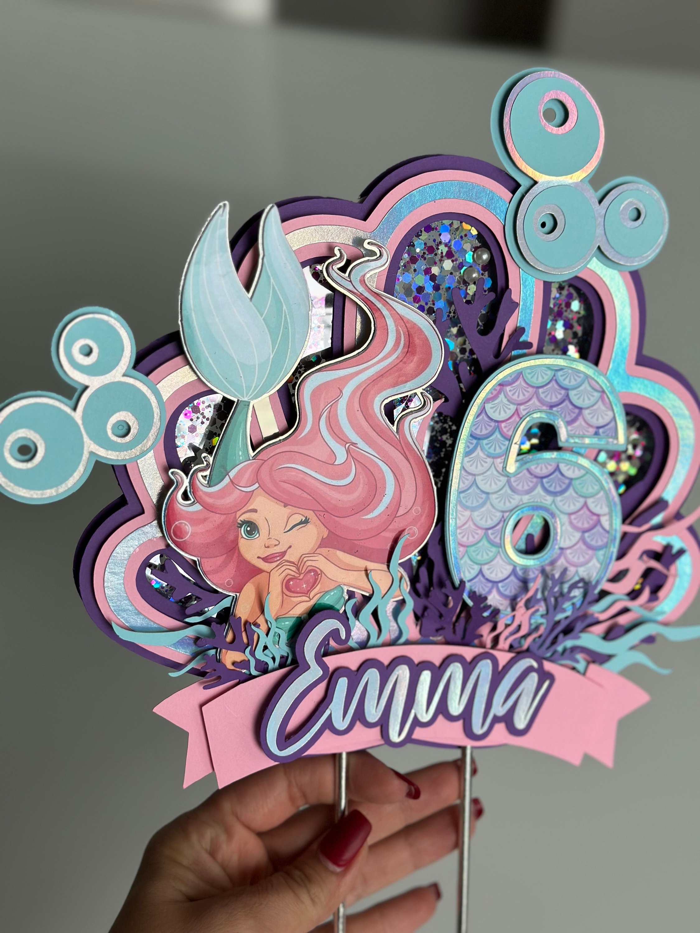 Cake Topper Mermaid, Cake Topper Personalizado, Adorno De Pastel 3D ...