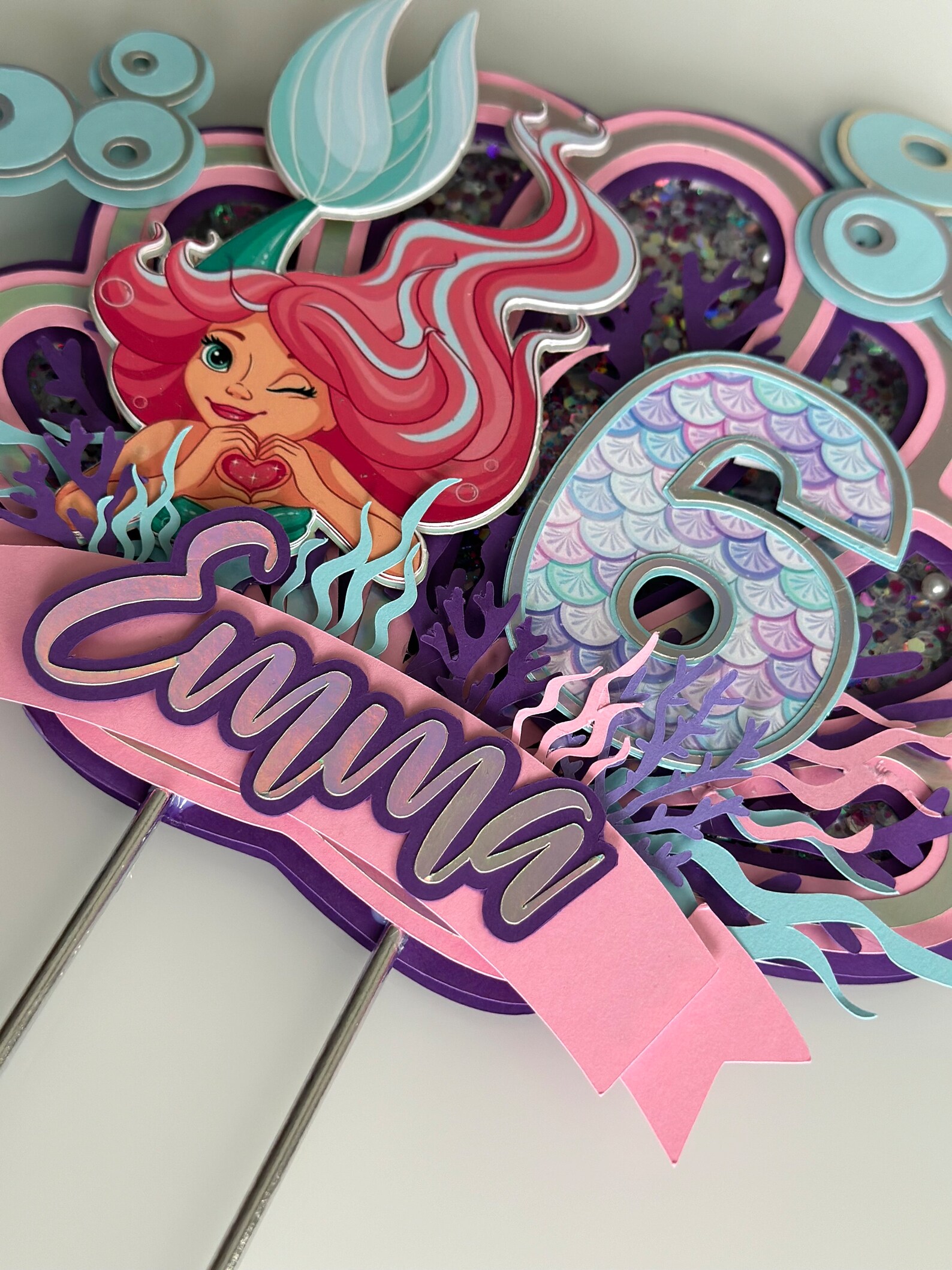 Cake Topper Mermaid, Cake Topper Personalizado, Adorno De Pastel 3D ...