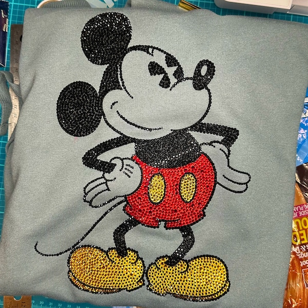 Rhinestone Mickey Mouse Tee - Etsy