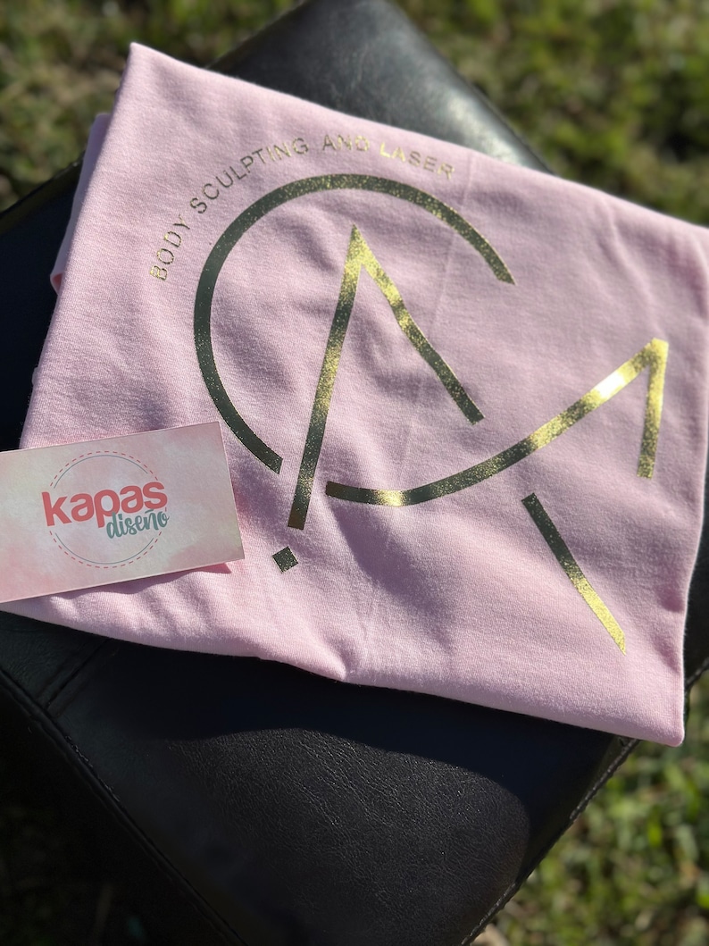 Custom T-shirt: Metallic Gold Logo, Personalized Brand Tee - Etsy