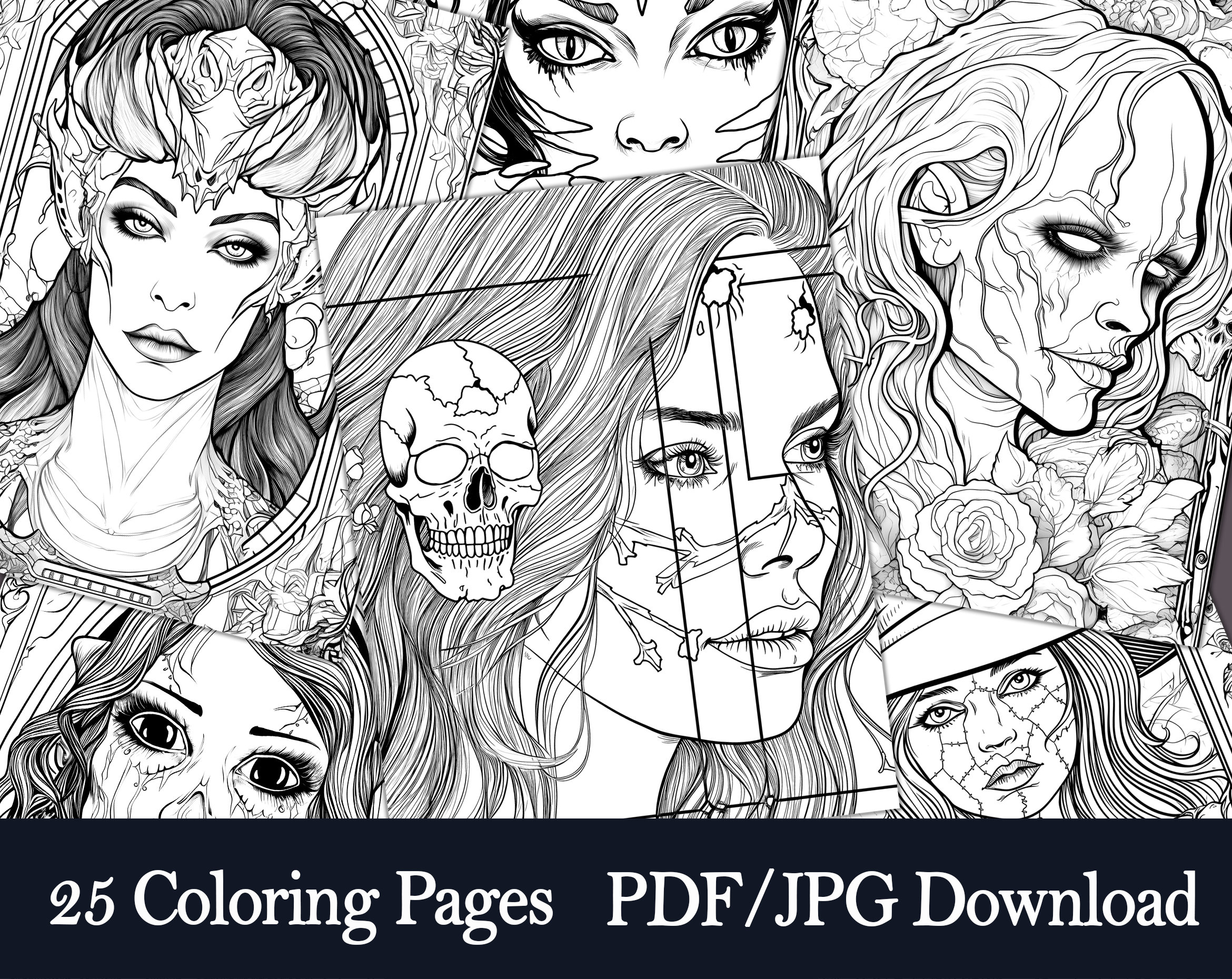 Creepy Women. Horror Coloring Book for Adults. Part I. 25 - Etsy
