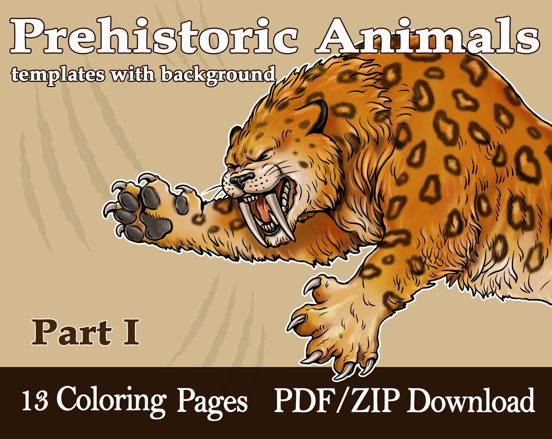 Prehistoric Animals for Kids and Adults. 13 Coloring Pages With Animals ...
