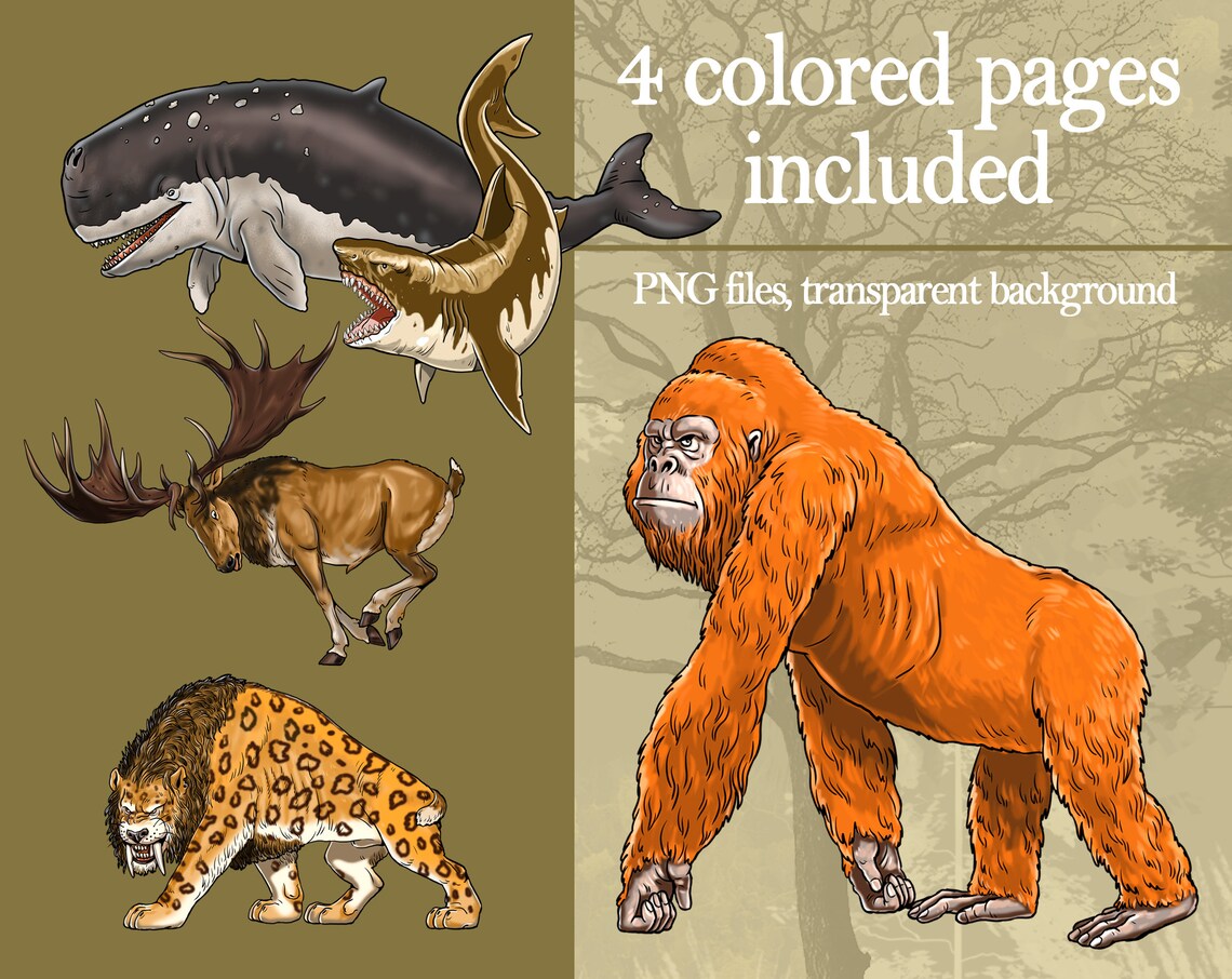 Prehistoric Animals for Kids and Adults. 40 Coloring Pages With Animals ...