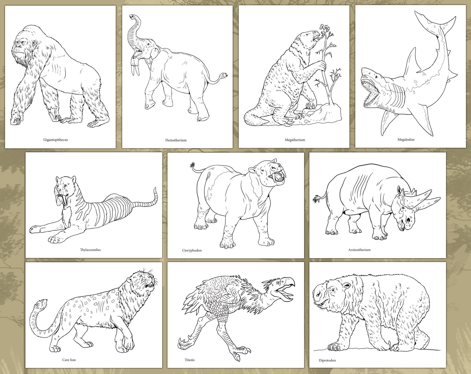 Prehistoric Animals for Kids and Adults. 40 Coloring Pages With Animals ...