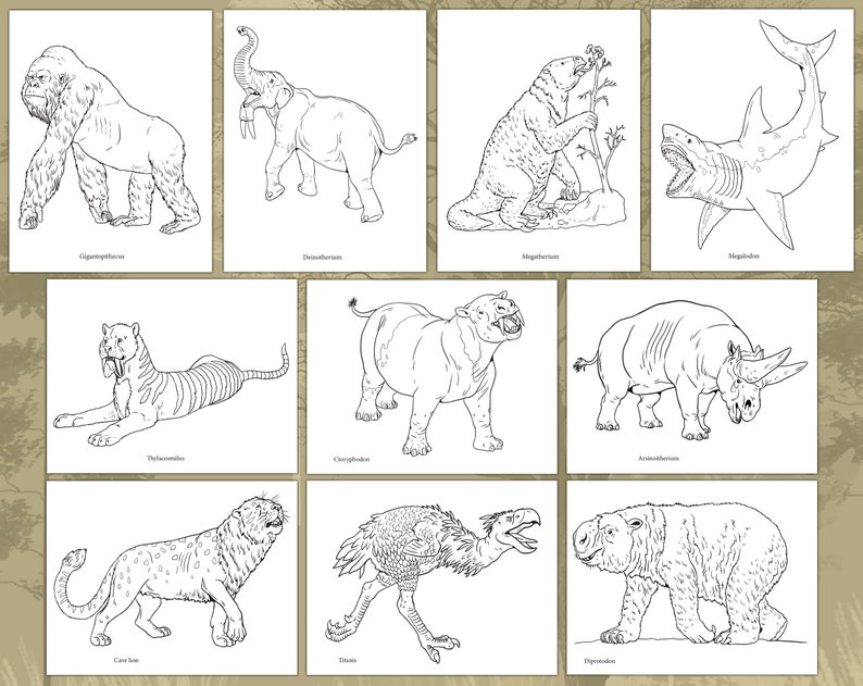 Prehistoric Animals for Kids and Adults. 40 Coloring Pages With Animals ...