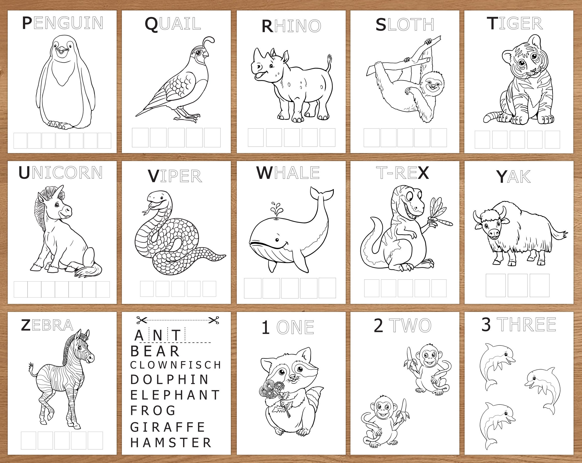 Animals ABC Alphabet for Children. Color Animals and Learn Letters and ...