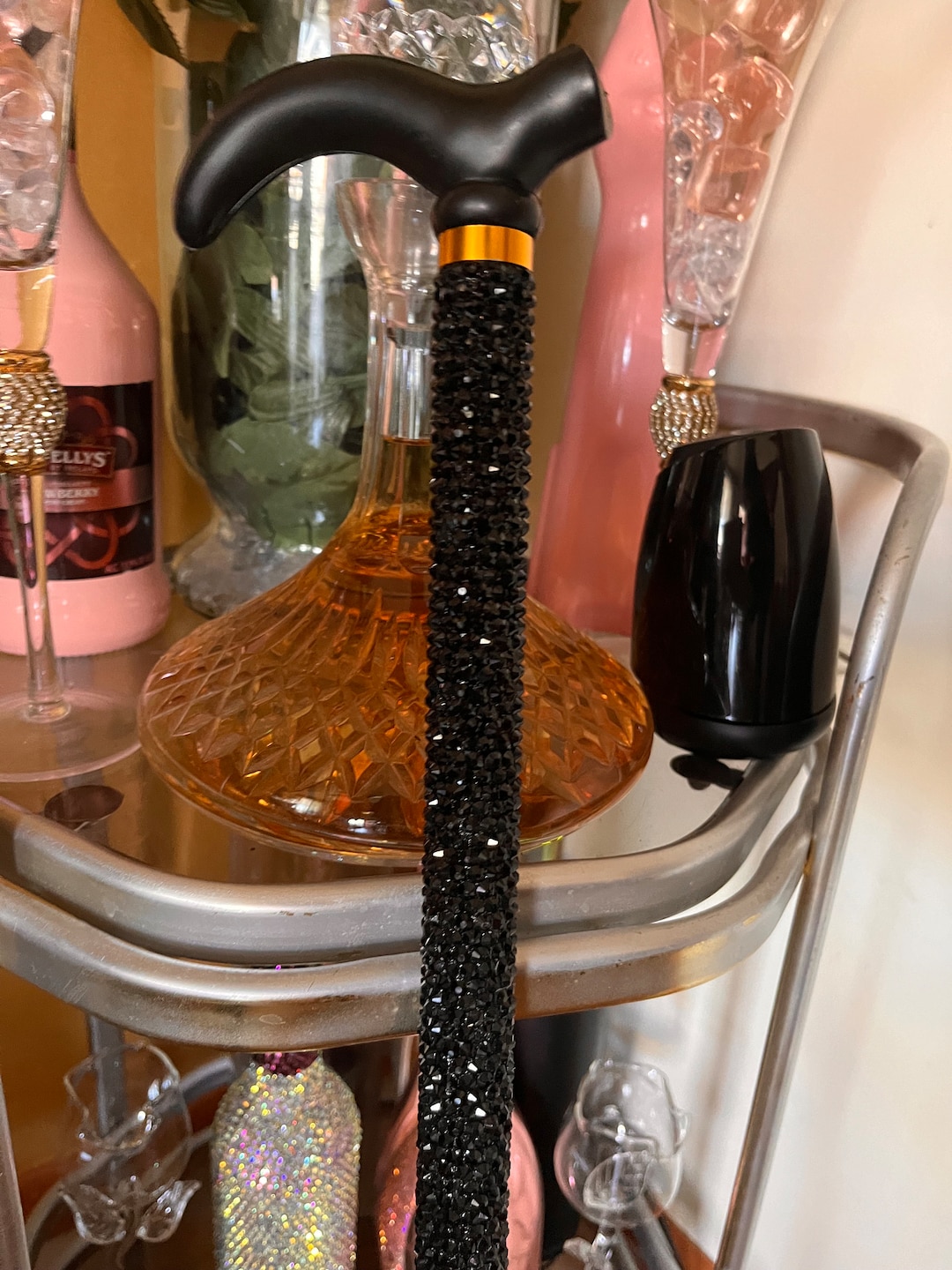 Bling Walking Cane Individually Placed Stones Black - Etsy