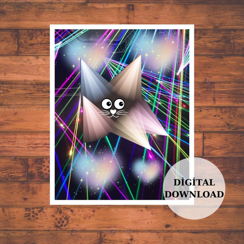 Cosmic Cat Art ,deep Space, Cat Art Print, Starry Night Cat, Cute Cat ...