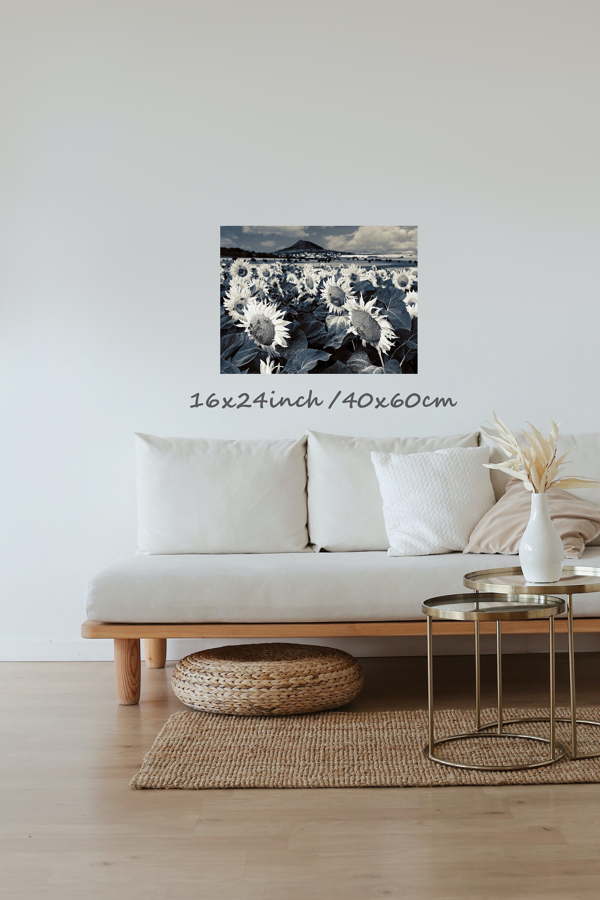 Black and White Sunflowers, Floral Poster, Blooming Flower, Garden ...