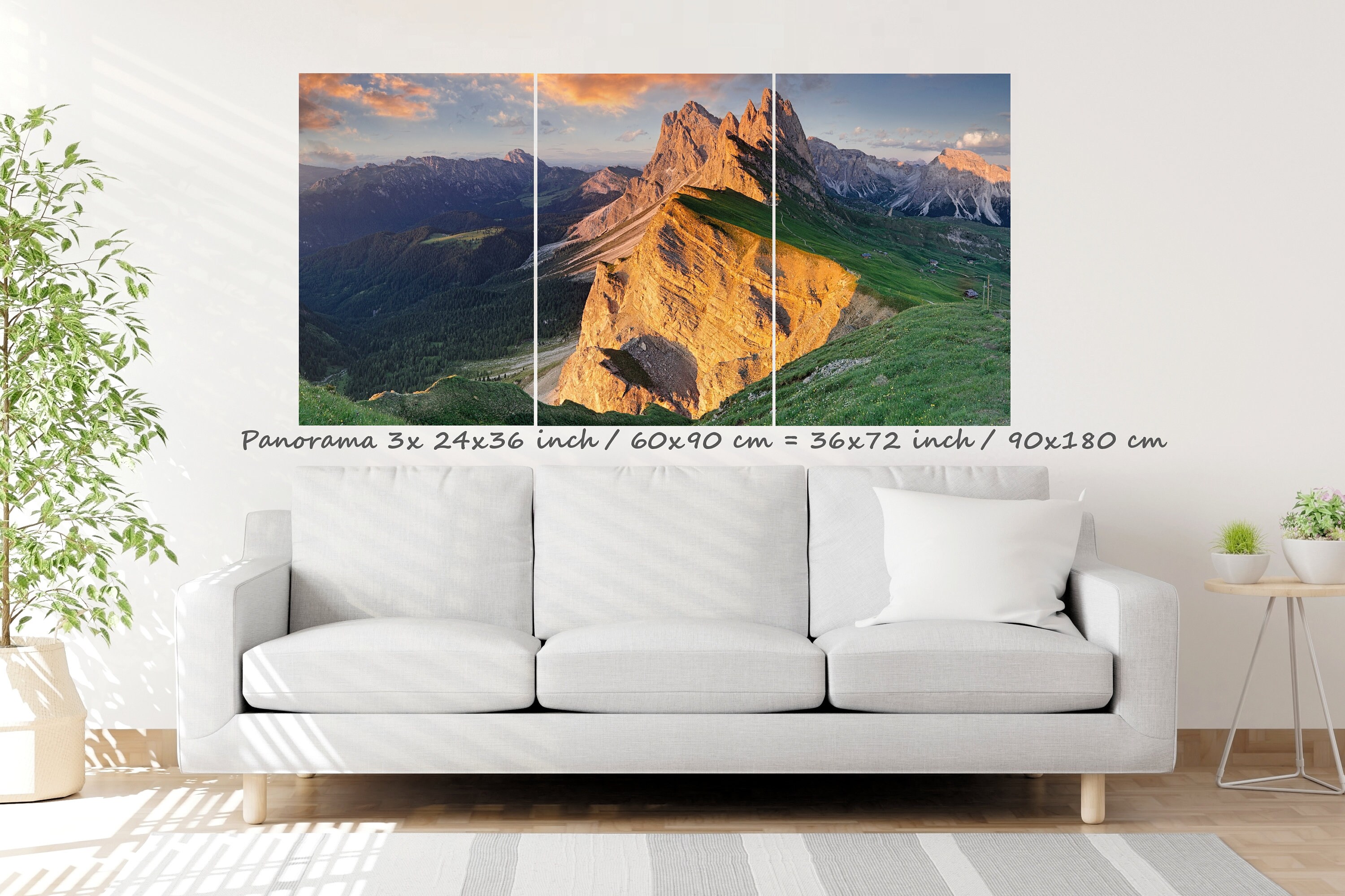 Dolomites Seceda, Sunset Red Sky Clouds, Alps Mountain Panorama, Green ...