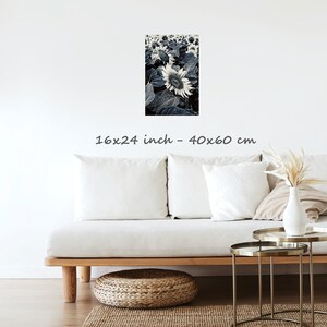 Black and White Sunflowers, Floral Poster, Blooming Flower, Garden ...