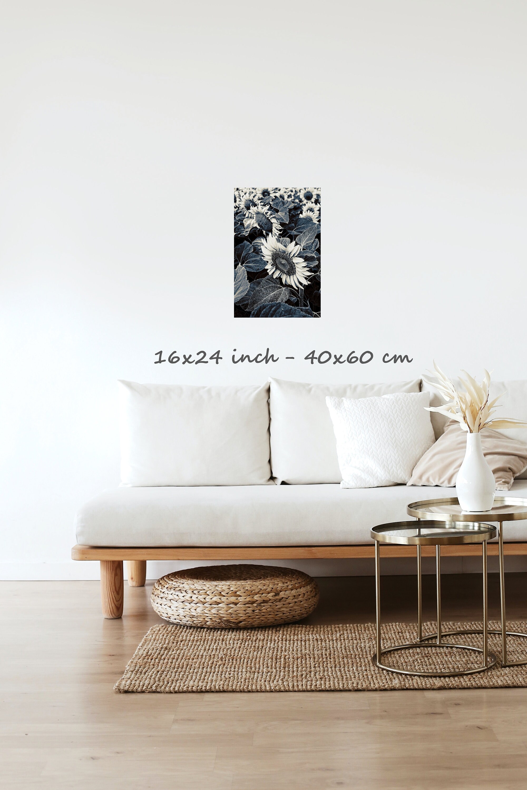 Black and White Sunflowers, Floral Poster, Blooming Flower, Garden ...