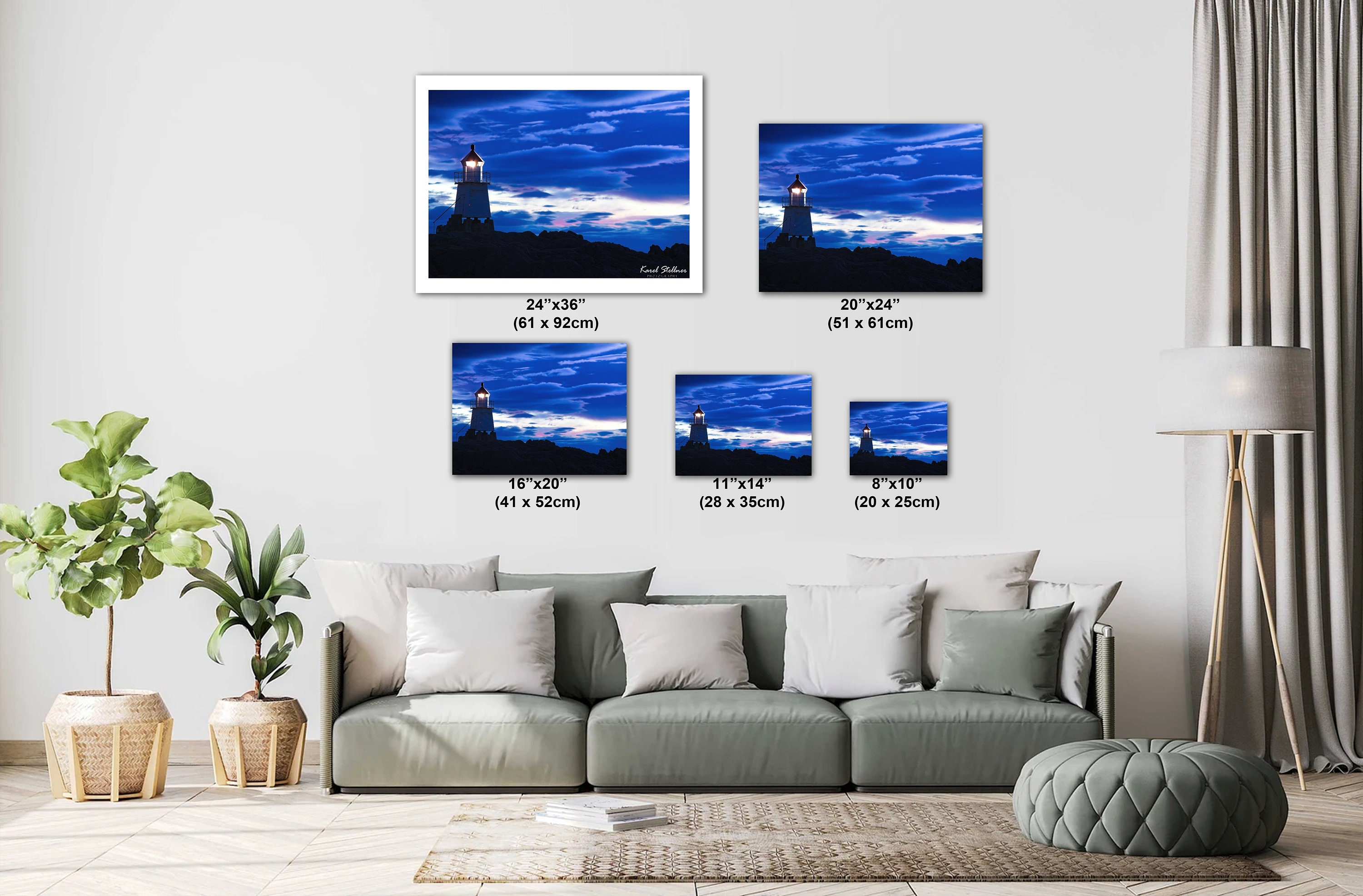 Lofoten Islands, Lighthouse Between Oceans, Blue Fjord, Sunset Sky ...