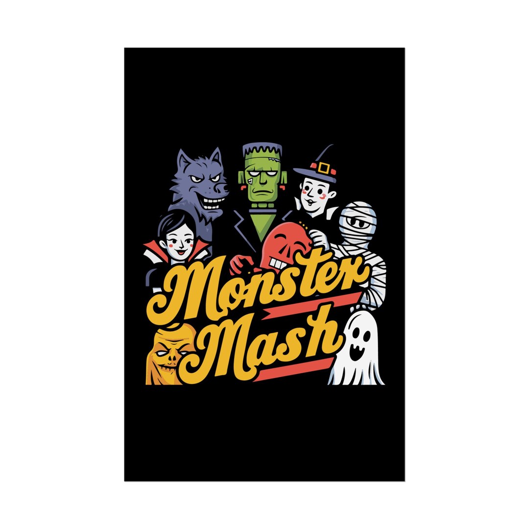 Monster Mash Rolled Poster - Retro Halloween Movie Monsters, Festive ...