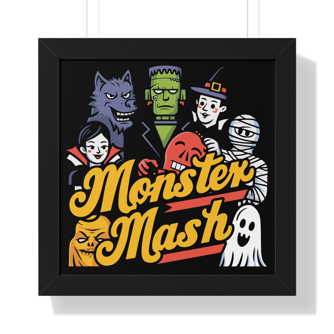 MONSTER Mash Framed Poster - Retro Halloween Wall Art, Classic Monster ...